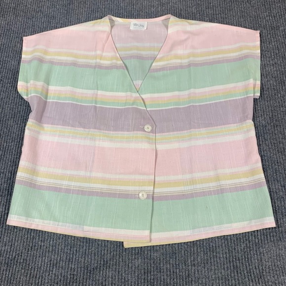 TanJay | Tops | Vintage Tan Jay Blouse Womens 6 Striped Button Front ...